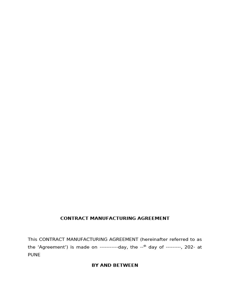 Contract Manufacturing Agreement - Final Draft | PDF | Indemnity ...