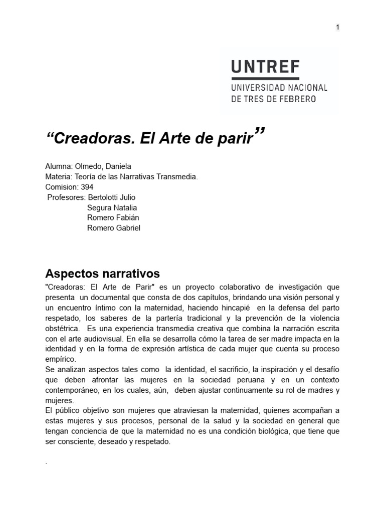 TP Final Teoria de Las Narrativas Trasmedia | PDF