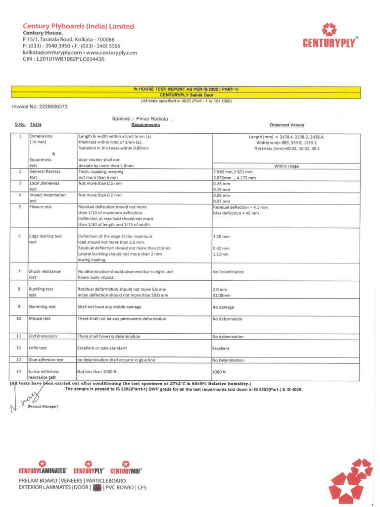 Test Certificate 139B | PDF