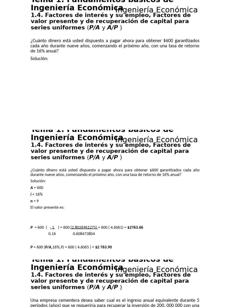 1.4c. Factores de Interés y Su Empleo | PDF | Negocios económicos ...