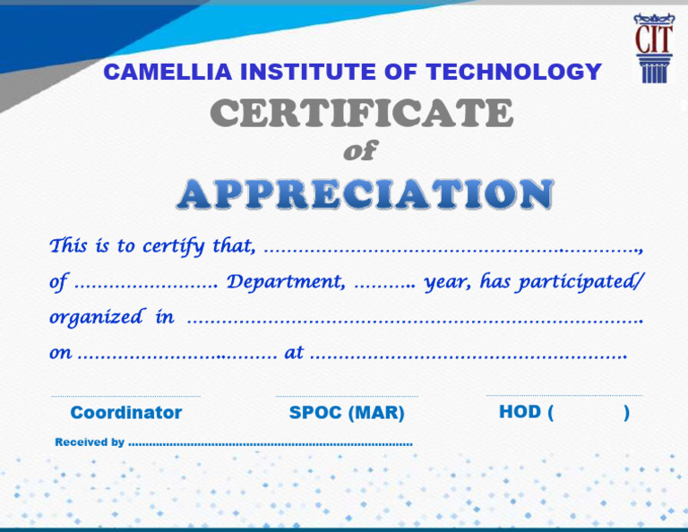 Camellia Tech Participation Certificate | PDF