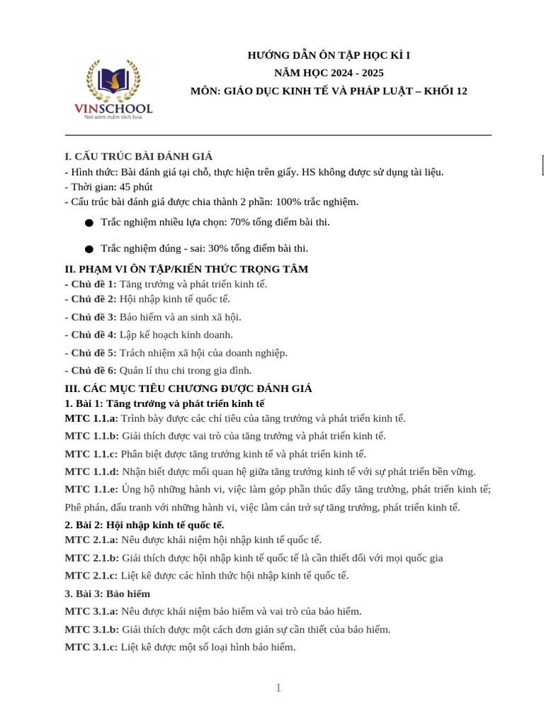 GD KT&PL 12 - Cki - Hdot - 1 | PDF