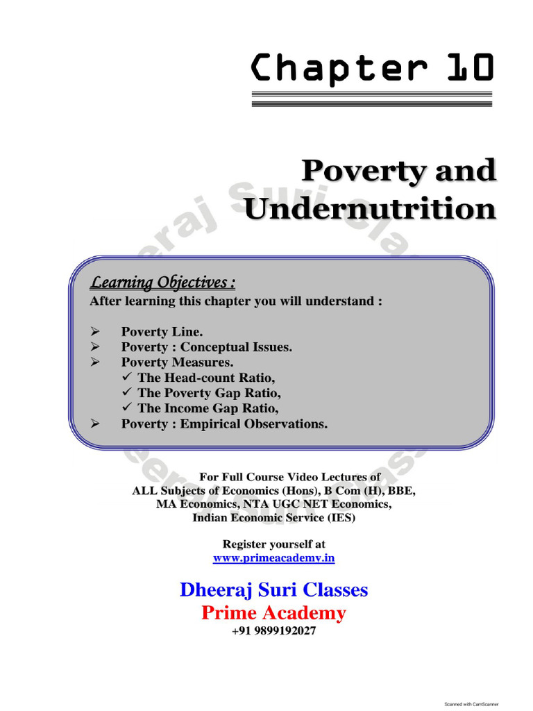 Chapter 10 Poverty and Undernutrition | PDF