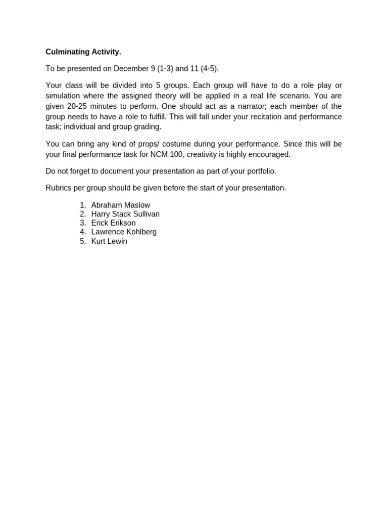 Culminating Activity(6) | PDF