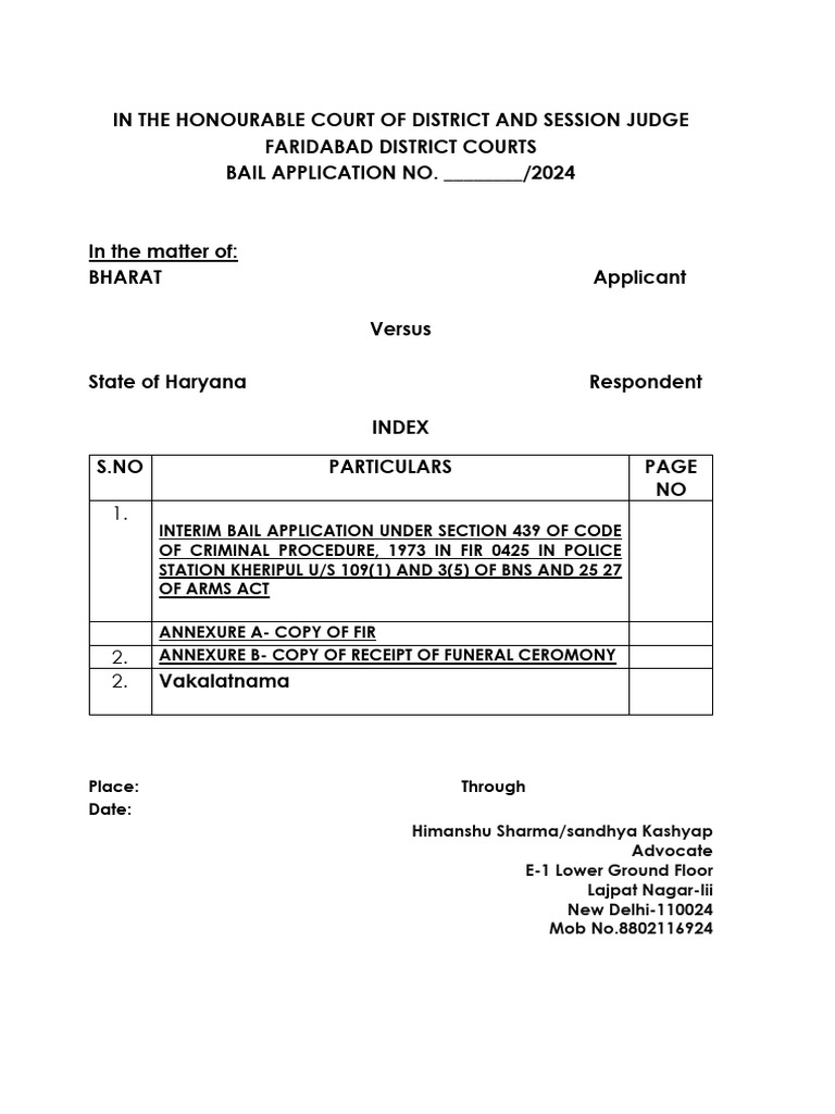 Interim Bail Application for Bharat | PDF | Bail | Affidavit