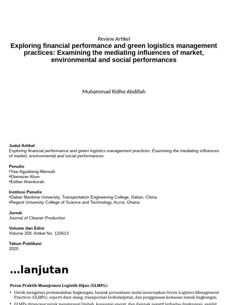 Review Artikel M Ridho Abdillah - Exploring Financial Performance and ...