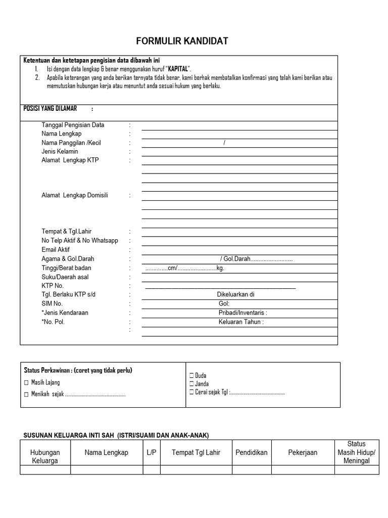 Form Kandidat Padel | PDF
