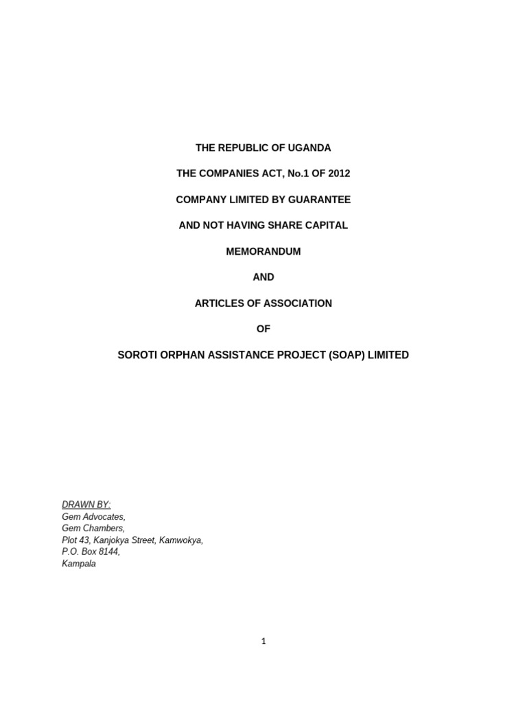 Memarts-Soroti Orphan Assistance Project (Soap) Limited by Guarantee ...