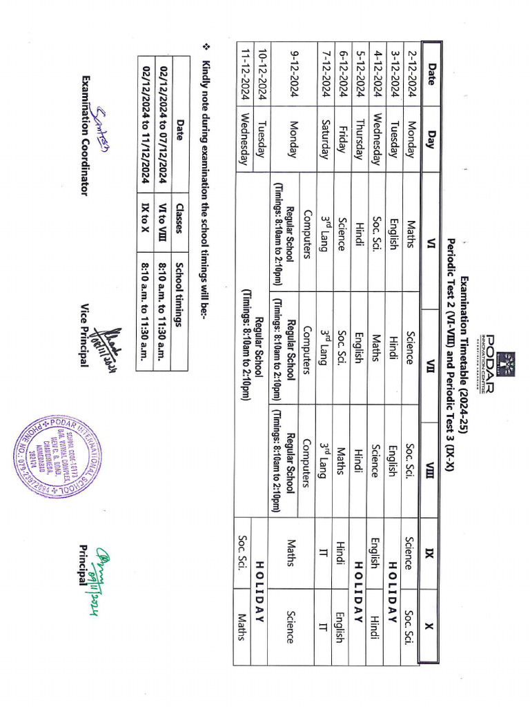 Class Vi To X-Dec Timetable | PDF