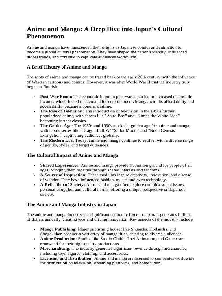 Anime and Manga Japan | PDF | Anime | Manga