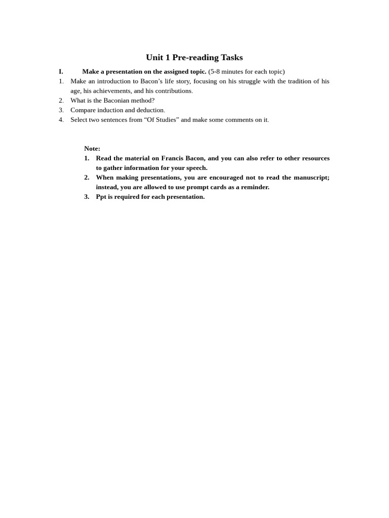 Unit 1 Pre-class Activities | PDF