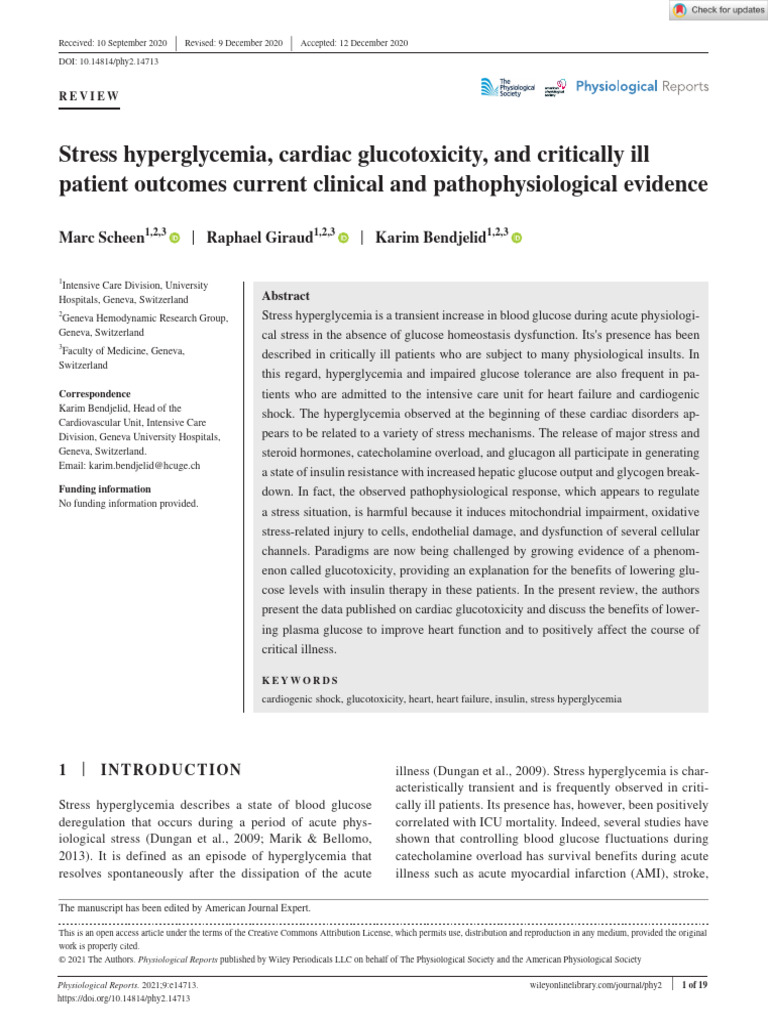 Stress Hyperglycemia, Cardiac Glucotoxicity, and Critically Ill Patient ...