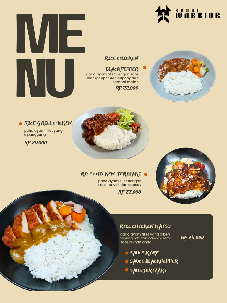 Menu Makanan dan Minuman Warrior Kedai | PDF