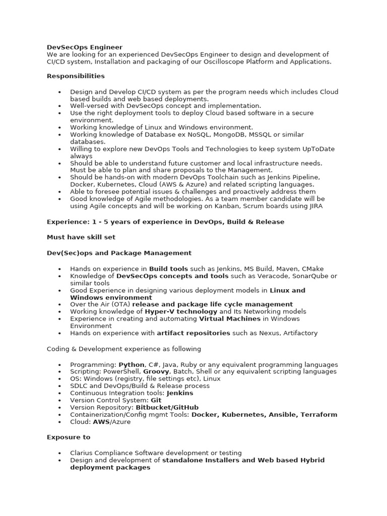 DevOps Engineer JD | PDF | Cloud Computing | Information Technology