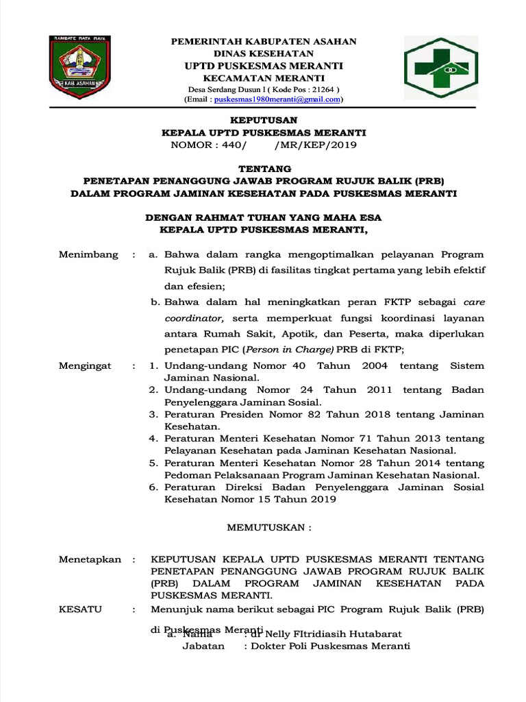 SK Pasien Rujuk Balik | PDF