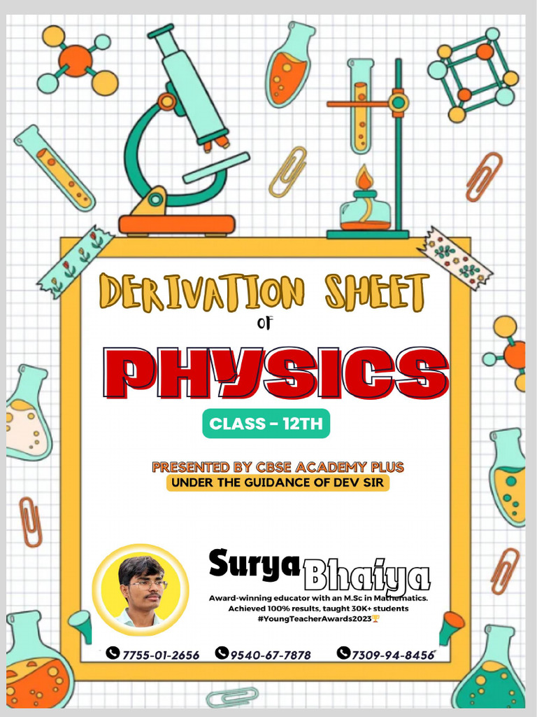 Derivation Sheet of Physics 12th by Surya Bhaiya | PDF | Magnetic Field ...