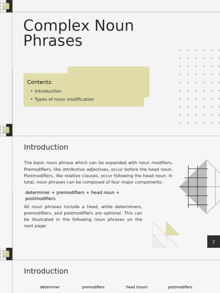 Complex Noun Phrases | PDF | Noun | Clause
