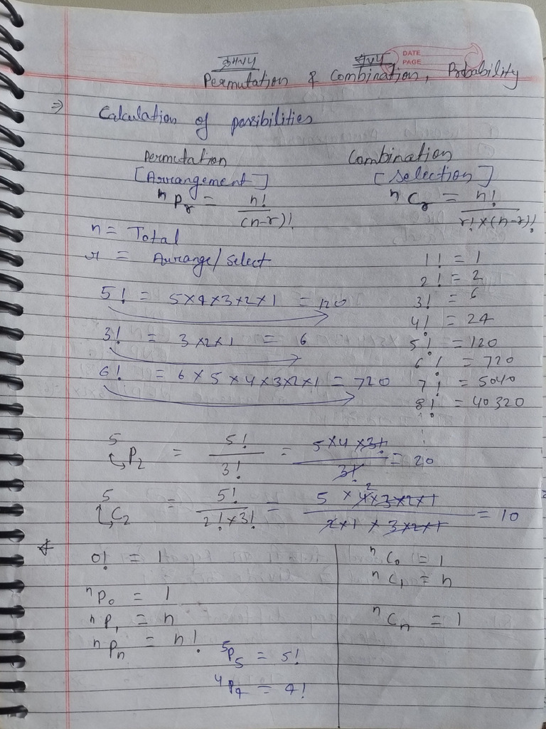 Permutations, combination, probability | PDF