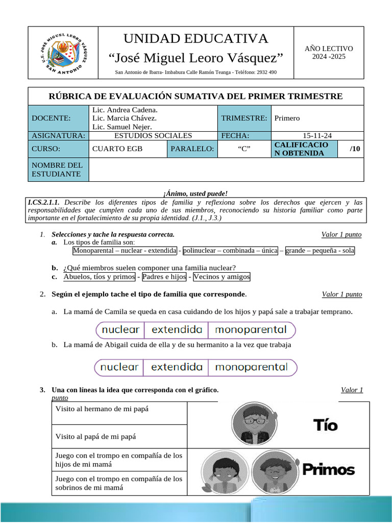 Evaluacion Eess 1t 4to | PDF