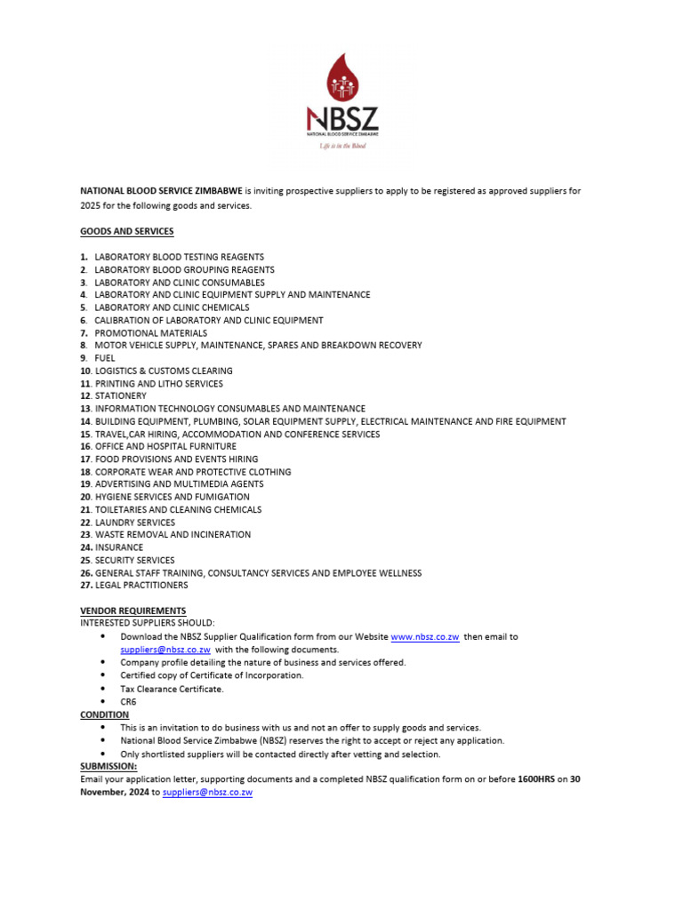 NBSZ Suppliers Invitation For Goods and Services Advert 2025 Merged ...
