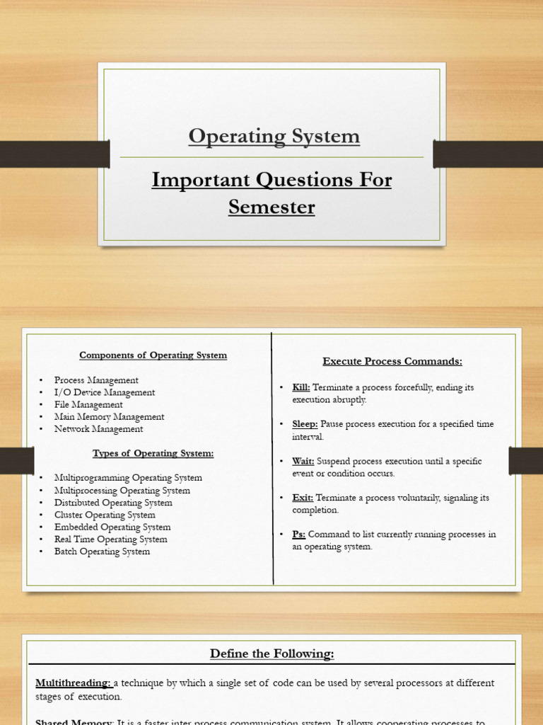 Operating System Important Semester Questions | PDF | Thread (Computing) | Process (Computing)