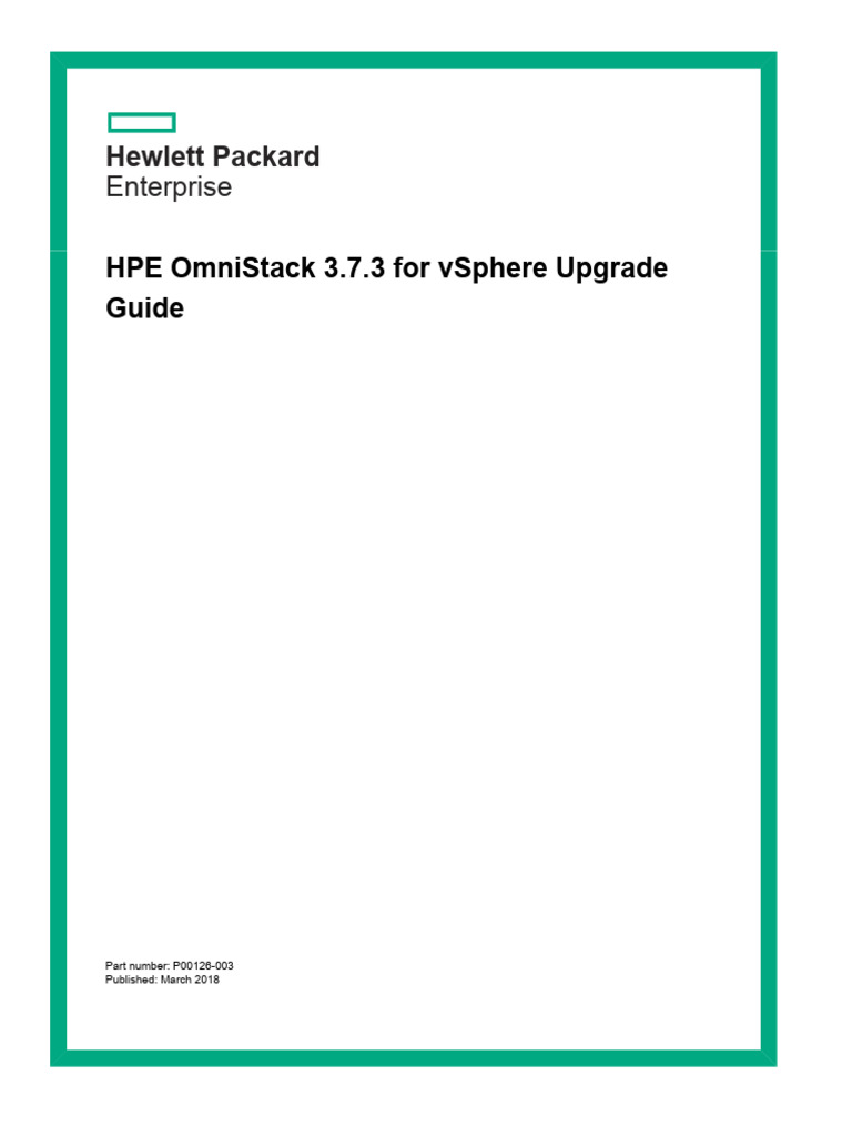 HPE - A00043095en - Us - HPE OmniStack For 3.7.3 Vsphere Upgrade Guide ...
