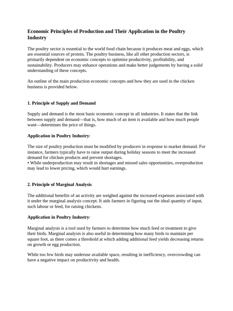 Economic Principles of Production and Their Application in the Poultry ...