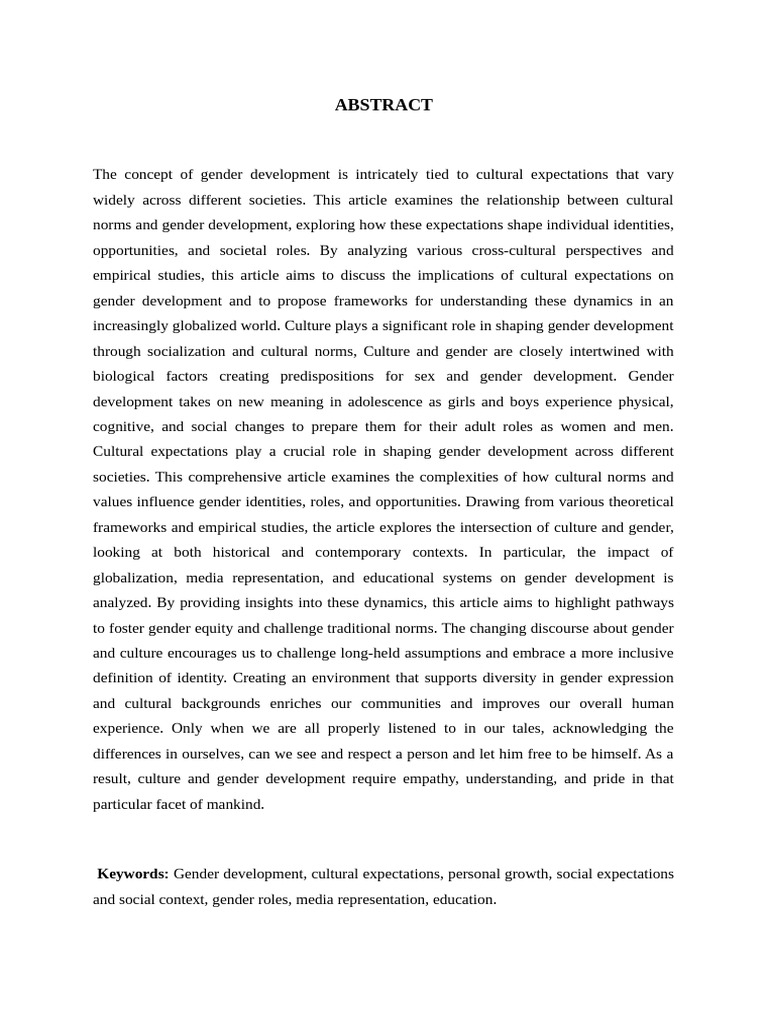 Cultural Expectations and Gender Development(1) | PDF | Gender Studies ... Cultural Expectations and Gender Development(1) | PDF | Gender Studies ...
