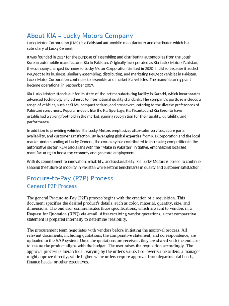 KIA P2P Process | PDF | Business