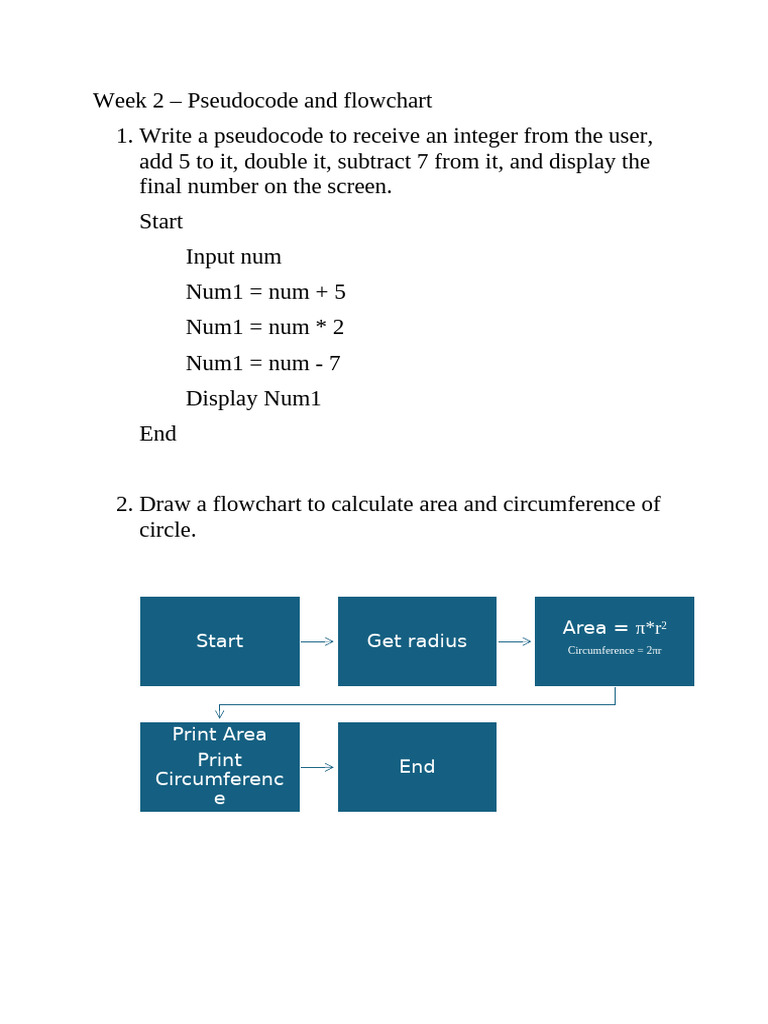 Pseudocode and Flowchart Examples | PDF