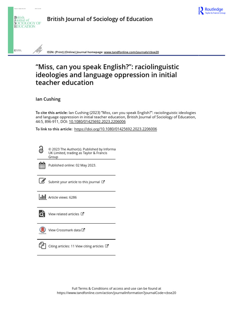 Miss Can You Speak English Raciolinguistic Ideologies and Language ...