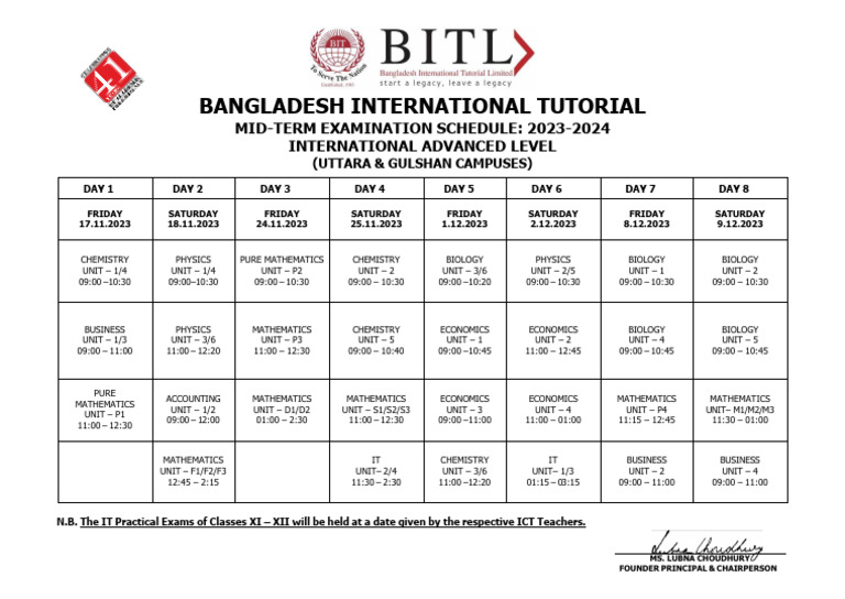 MID-TERM-EXAM-SCHEDULE-A-LEVEL-2023-2024-Final | PDF MID-TERM-EXAM-SCHEDULE-A-LEVEL-2023-2024-Final | PDF