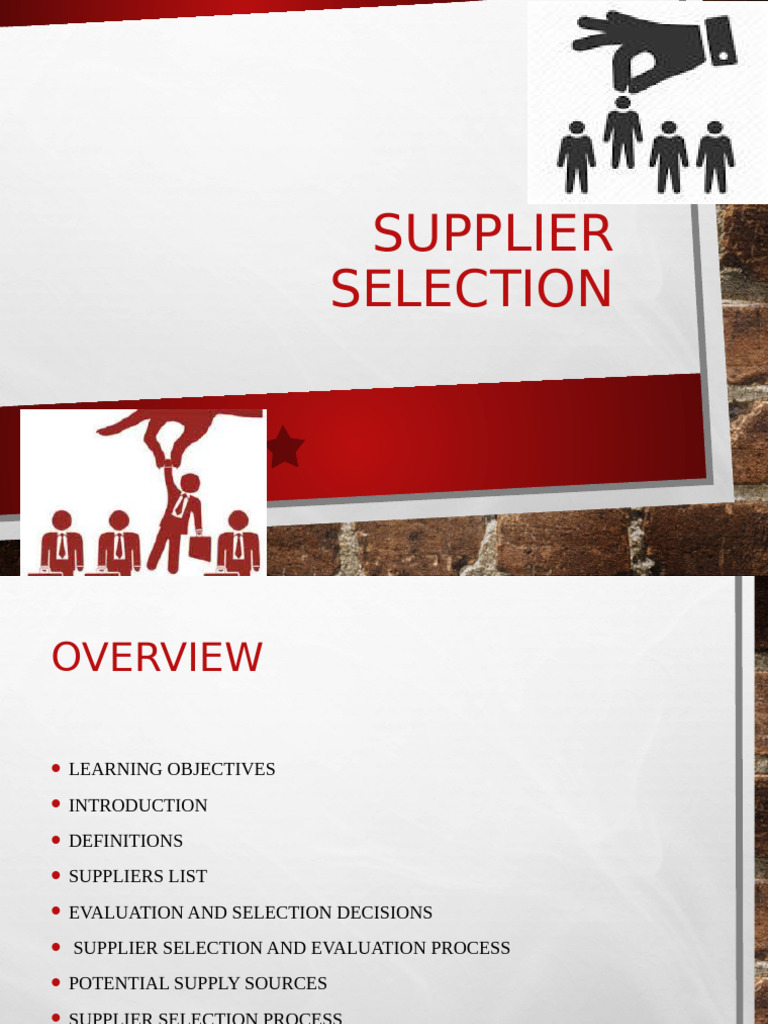 Lesson 3 Supplier Selection | PDF | Supply Chain | Procurement
