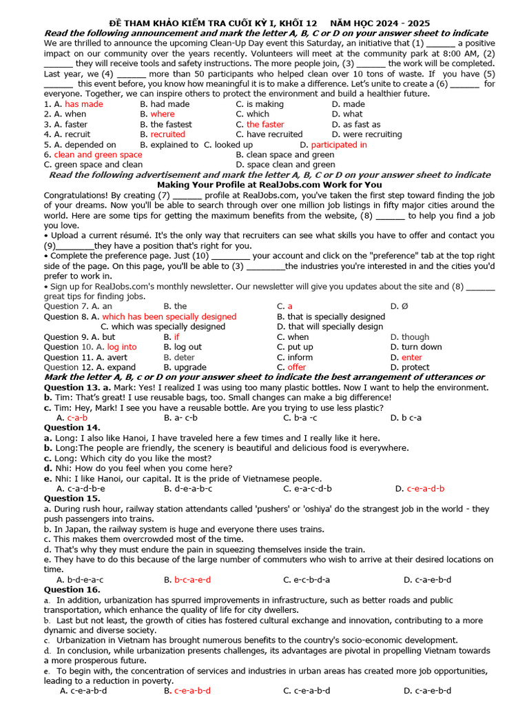 De Tham Khảo Thi Ck1 k12 Gv | PDF | Pollution