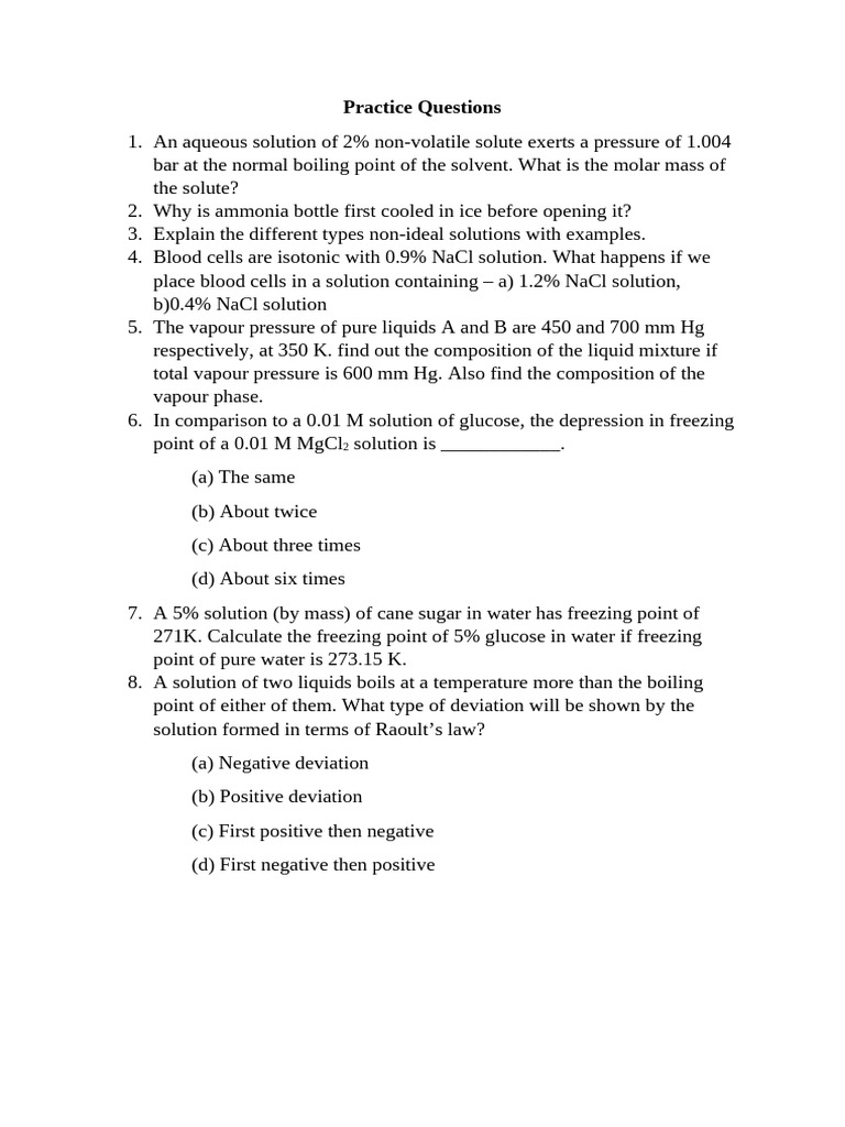 Practice Questions | PDF