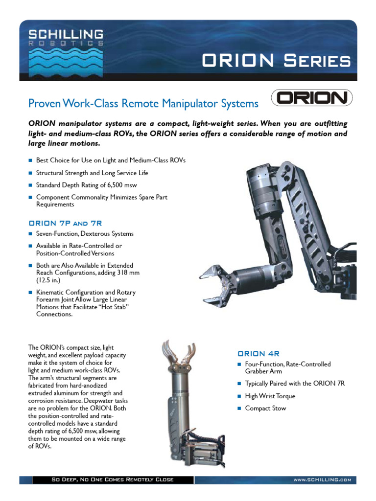 Schilling Orion系列智能柔性机械手 | PDF