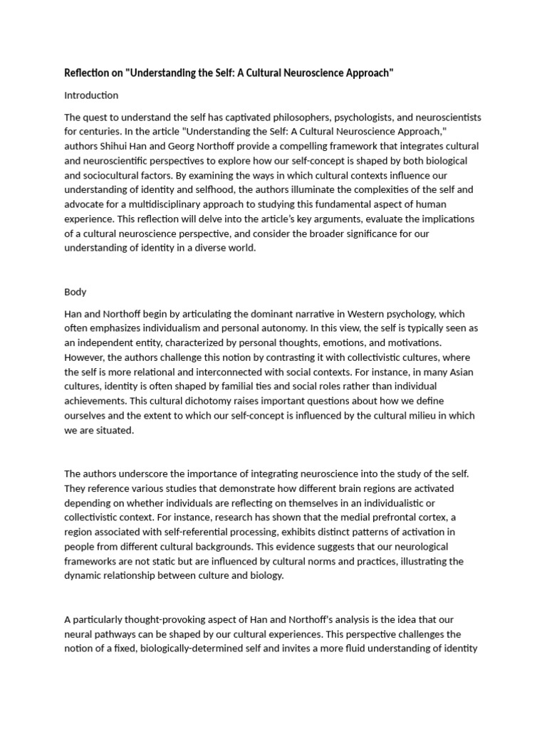 Reflection on Self | PDF | Identity (Social Science) | Self