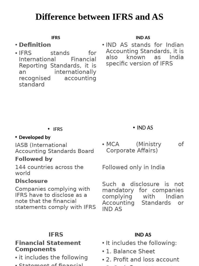 DIFFERENCE Ind As AND IFRS | PDF | International Financial Reporting Standards | Balance Sheet