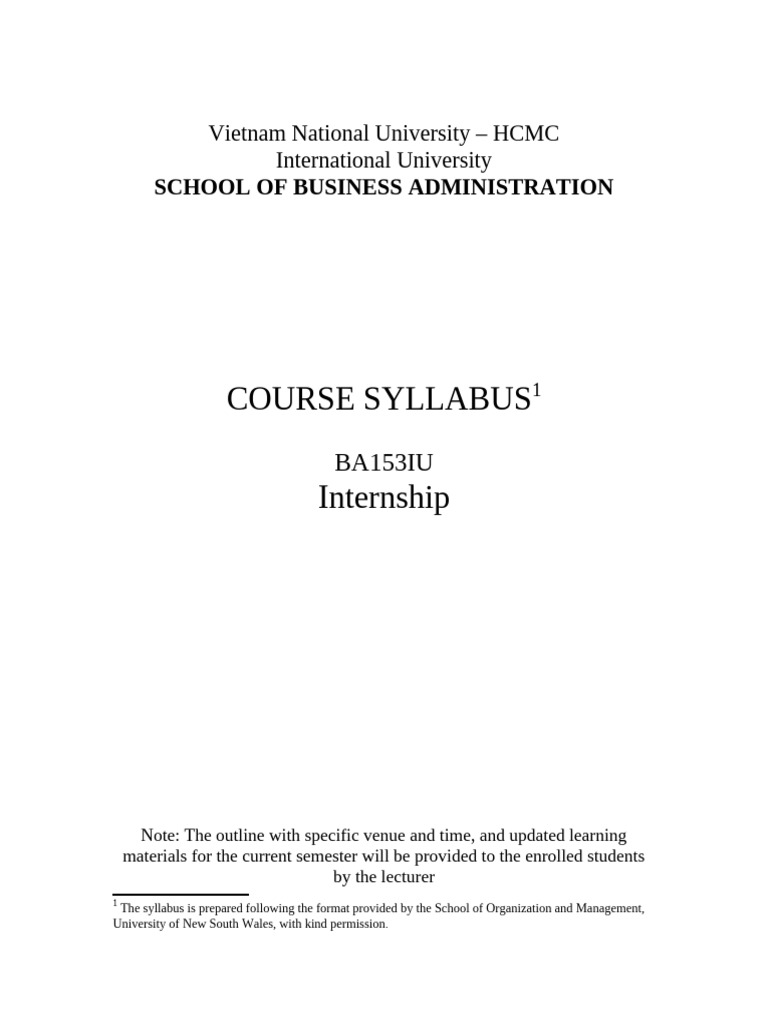 Internship syllabus - new | PDF | Mentorship | Internship