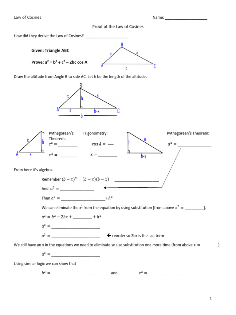 Geometry: Law of Cosines Proof | PDF