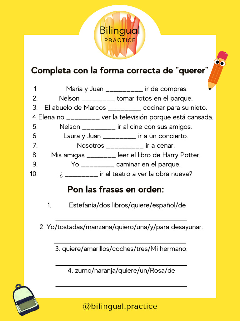 Ejercicios Querer | PDF