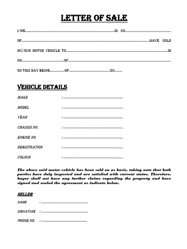 Letter of Sale Single Sign | PDF