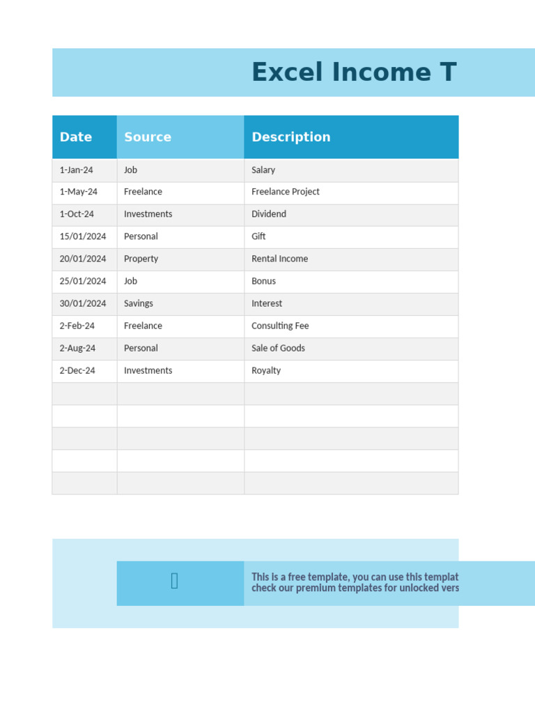 Excel Income Tracker Template | PDF | Wire Transfer | Cash