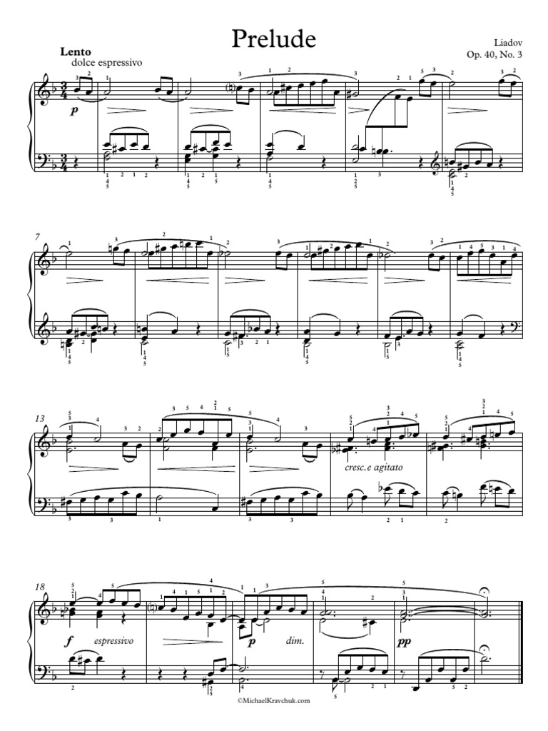 A. Liadov - Prelude in D Minor Op.40 No.3 | PDF | Alphabet latin ...