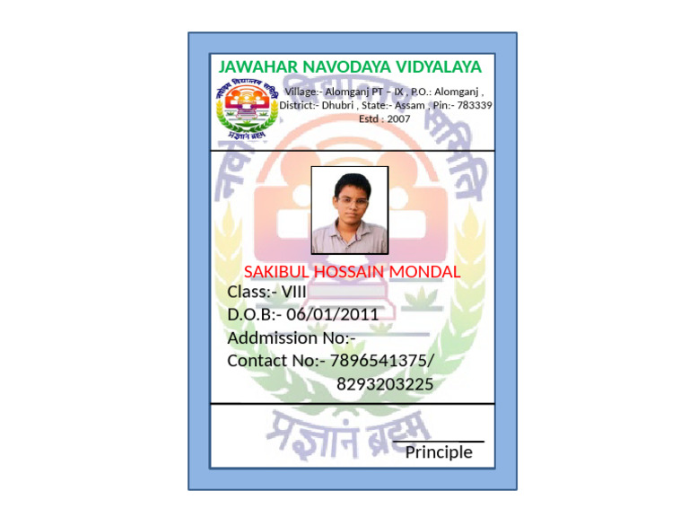 JNV Identity Card. | PDF