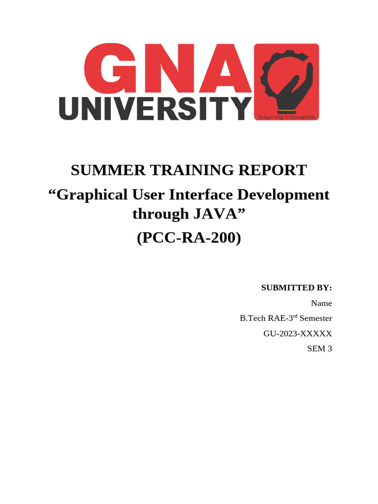Summer Training Report (PCC-RA-200) RAE - 3rd Semester | PDF | Class (Computer Programming ...