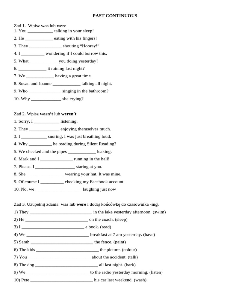 PAST CONTINUOUS | PDF