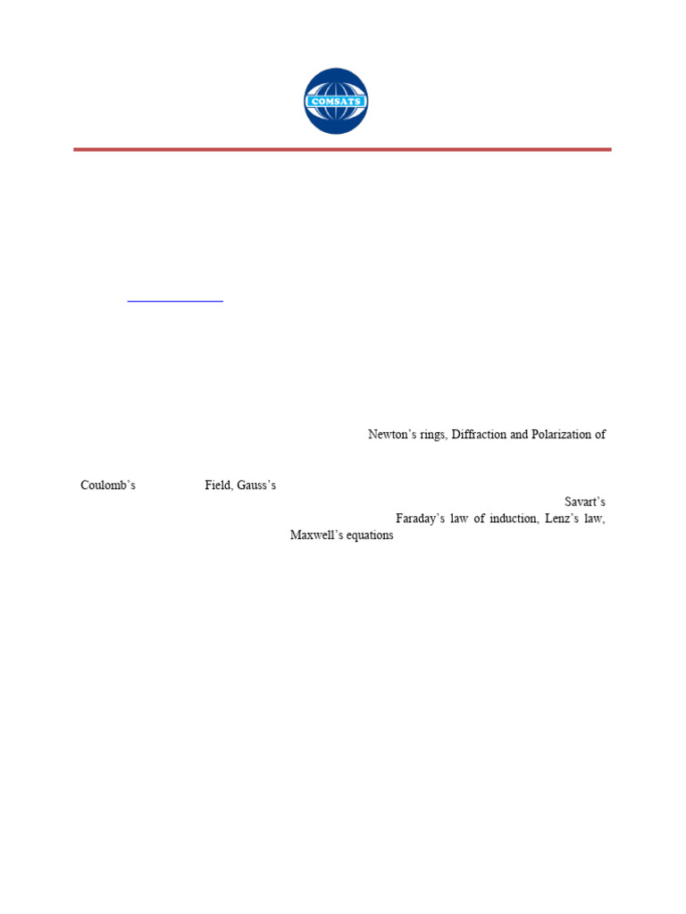 Applied Physics Course Outline (PHY-121) | PDF | Inductance | Magnetic ...