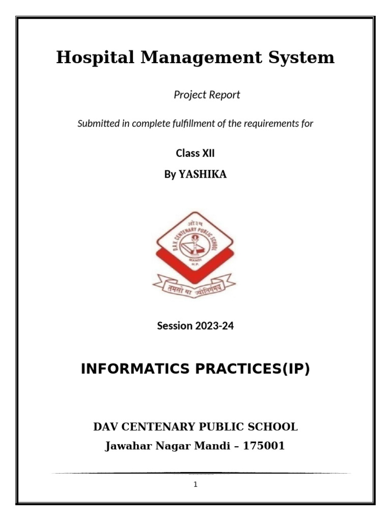 Ip Project Report File Hms | PDF | Feasibility Study | System