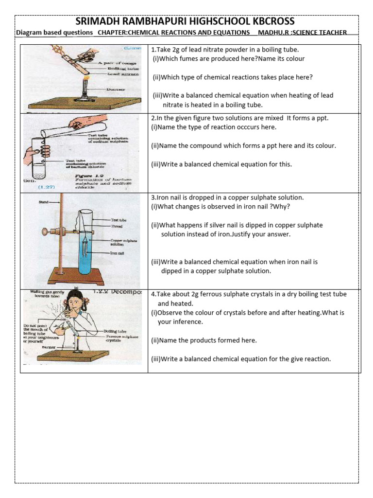 Diagram Based Questions 2023-24 | PDF | Combustion | Chemical Reactions